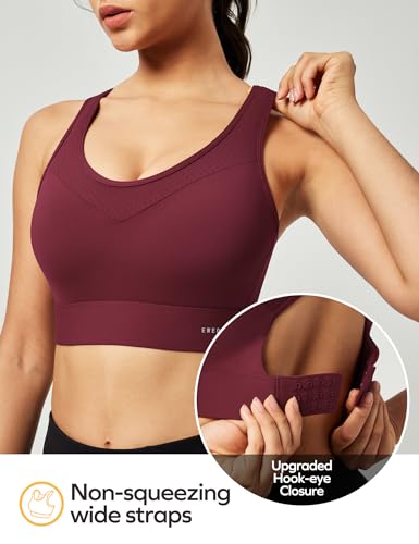 Ewedoos High Impact Sports Bras for Women High Support Push up Sports Bra Racerback Sports Bras Workout Bra Running Bra Maroon