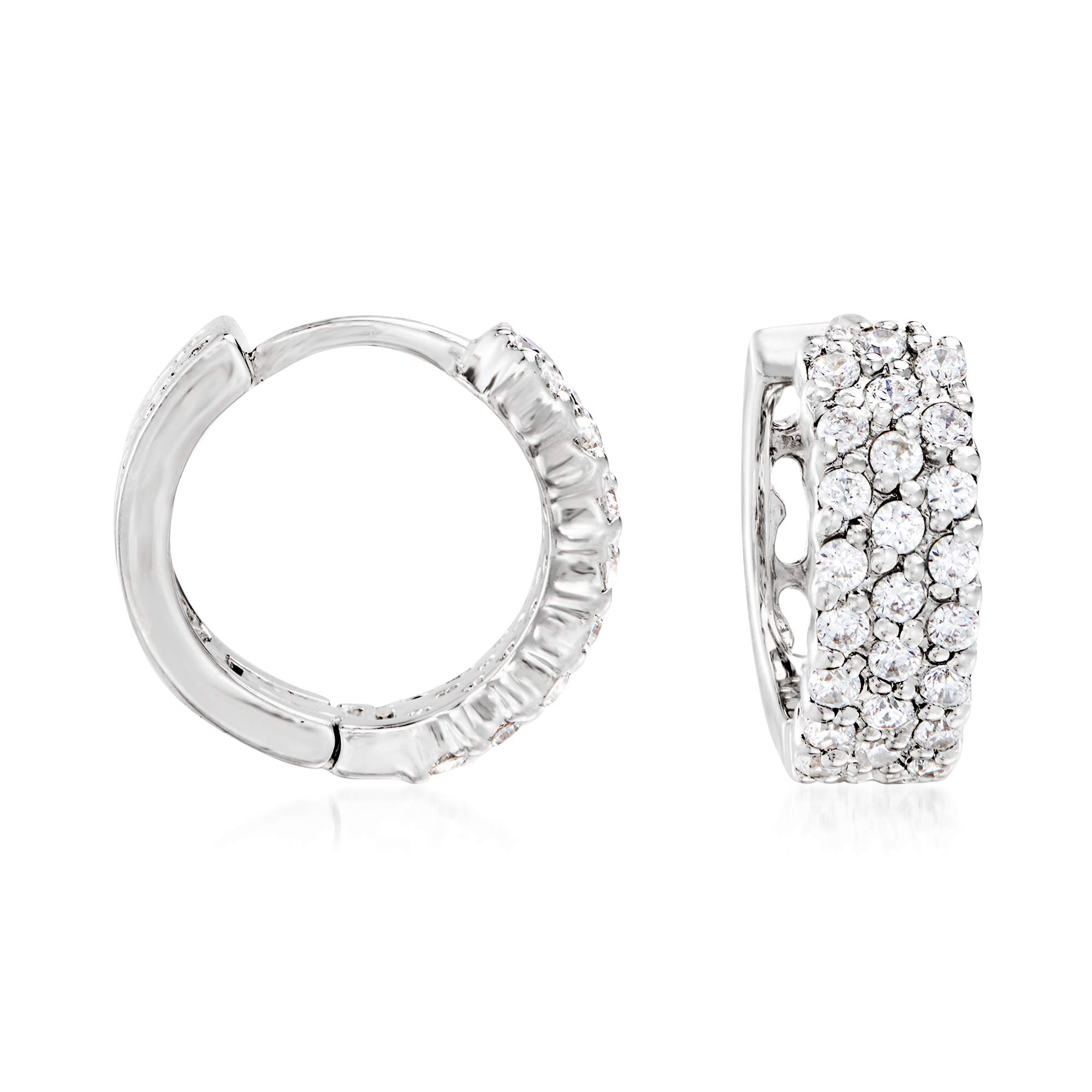 Ross-Simons 0.70 ct. t.w. CZ Triple-Row Huggie Hoop Earrings in Sterling Silver