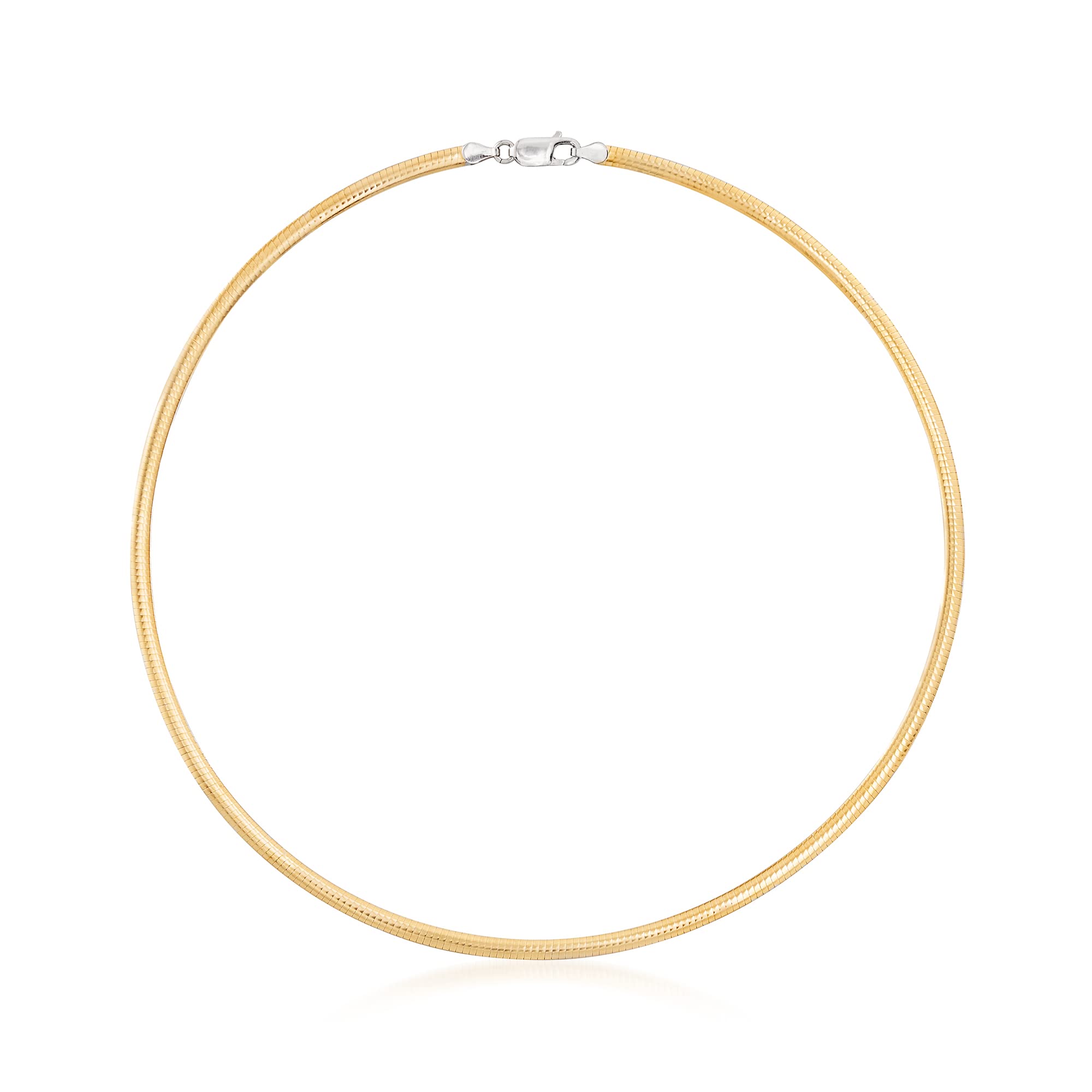 Ross-Simons Italian 4mm Reversible Omega Necklace in 2-Tone Sterling Silver. 16 inches