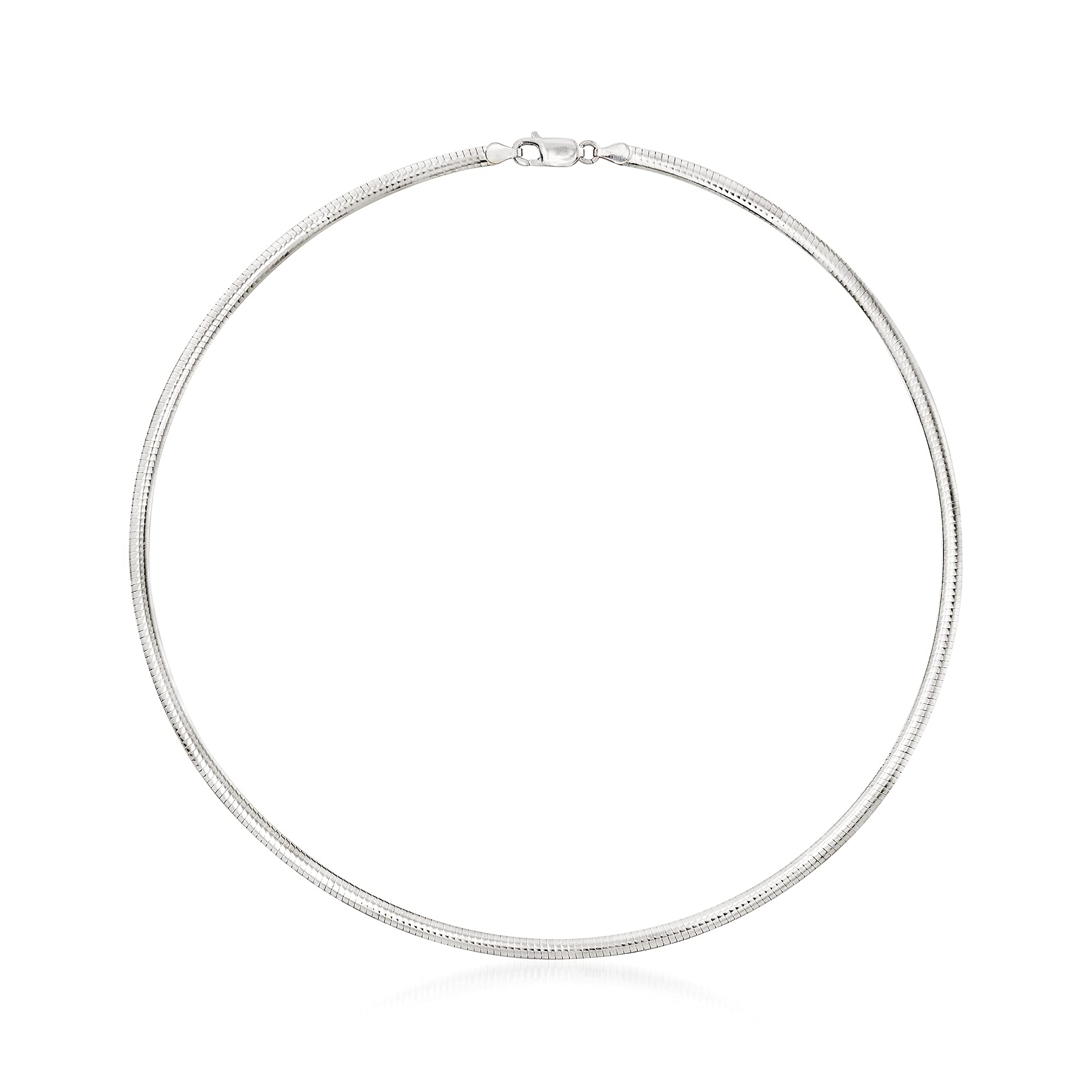 Ross-Simons Italian 4mm Reversible Omega Necklace in 2-Tone Sterling Silver. 16 inches