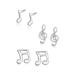 ross-simons sterling silver jewelry set: 3 pairs of musical note stud earrings