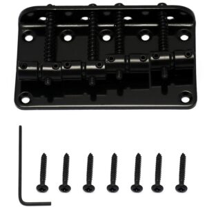 Metallor 4 string Bass Bridge Hard Tail Fixed Top Load Bridge Compatible with Jazz Bass Precision Bass Guitar Black.