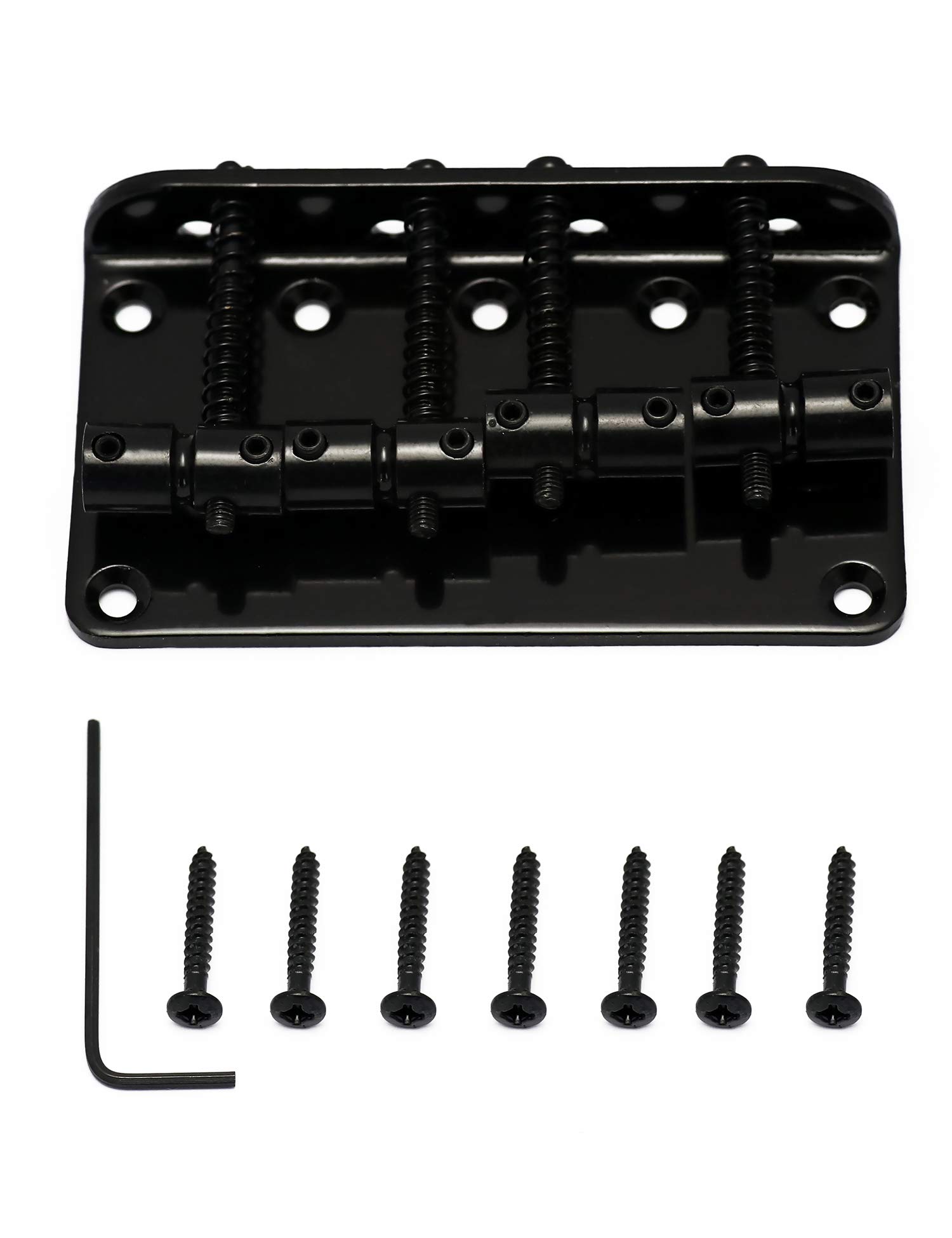 Metallor 4 string Bass Bridge Hard Tail Fixed Top Load Bridge Compatible with Jazz Bass Precision Bass Guitar Black.