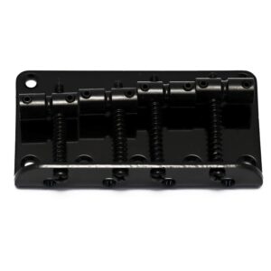 Metallor 4 string Bass Bridge Hard Tail Fixed Top Load Bridge Compatible with Jazz Bass Precision Bass Guitar Black.