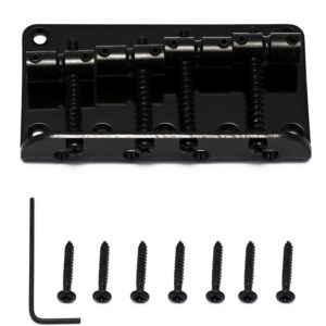 Metallor 4 string Bass Bridge Hard Tail Fixed Top Load Bridge Compatible with Jazz Bass Precision Bass Guitar Black.