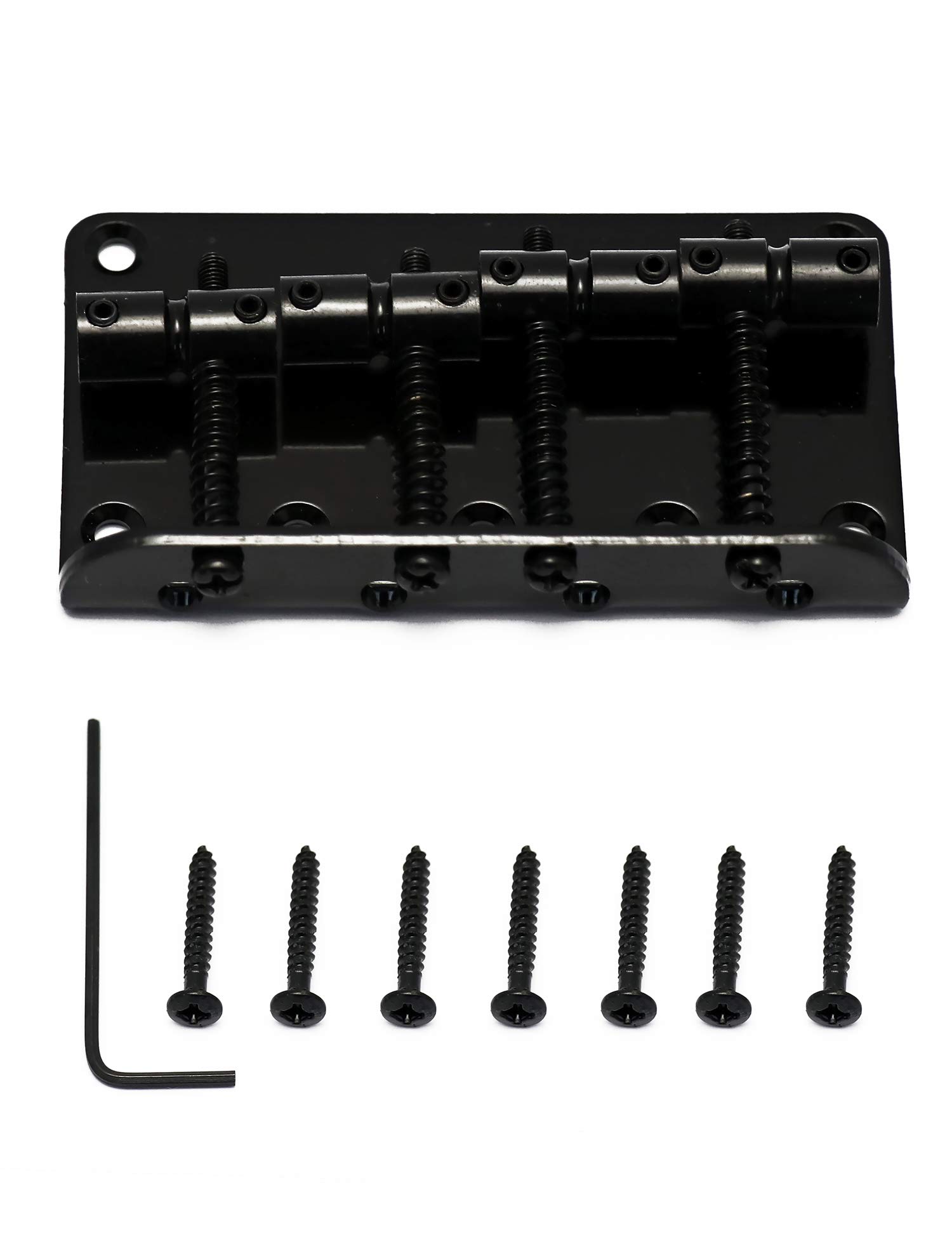 Metallor 4 string Bass Bridge Hard Tail Fixed Top Load Bridge Compatible with Jazz Bass Precision Bass Guitar Black.