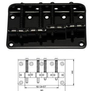 Metallor 4 string Bass Bridge Hard Tail Fixed Top Load Bridge Compatible with Jazz Bass Precision Bass Guitar Black.