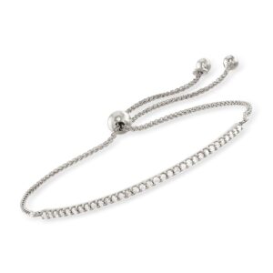 ross-simons 0.50 ct. t.w. diamond curved bar bolo bracelet in sterling silver