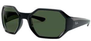 ray-ban rb4337 square sunglasses, black/dark green, 59 mm