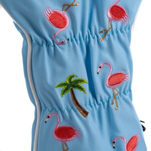 Pins & Aces LE Tropical Lawn Flamingo Head Cover - Premium, Hand-Made Leather Woods Headcover - Funny, Tour Quality Golf Club Cover - Style and Customize Your Golf Bag (Driver)