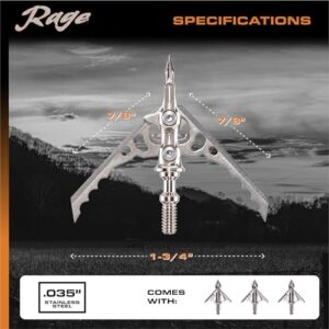 RAGE unisex adult Nc +P 100gr Hunting Arrow Broadhead, Silver, 100 Gra US