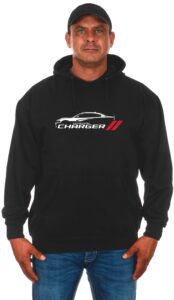 jh design group men's dodge charger pullover hoodie sweatshirt (as1, alpha, l, regular, regular, black, large)