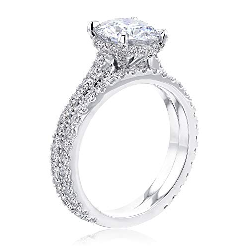 Kobelli 2ct Round Forever One Moissanite Fancy Hidden Halo Set - white-gold / 6.5