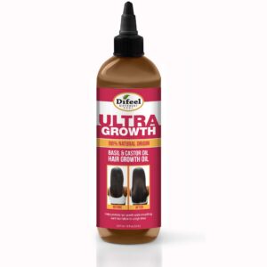 difeel ultra growth basil & castor hair growth oil 8 oz.