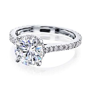 kobelli 2ct round moissanite fancy hidden halo - white-gold / 5.0 g-h