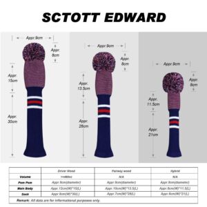 Scott Edward Golf Headcovers for Woods Set of 3 Fits Well Driver(460cc) Fairway Wood and Hybrid(UT) The Perfect Change for Golf Bag