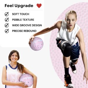 MAIBOLE Outdoor Basketball Composite Leather Size-6 – Women's Basketballs Indoor Ultra-Grip Excellent Bounce Durable with Pump Pink