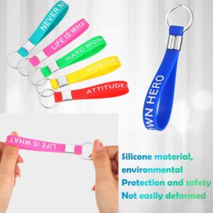 30 Pcs Inspirational Quote Keychains Motivational keychains Bulk Silicone Rubber Key Rings Motivational Bracelet Key Chains with Inspirational Messages for Women Men Thank You Gifts (Bright Colors)