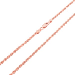 nuragold 10k rose gold 2.5mm rope chain diamond cut pendant necklace, womens mens jewelry 16" 18" 20" 22" 24" 26" 28" 30"