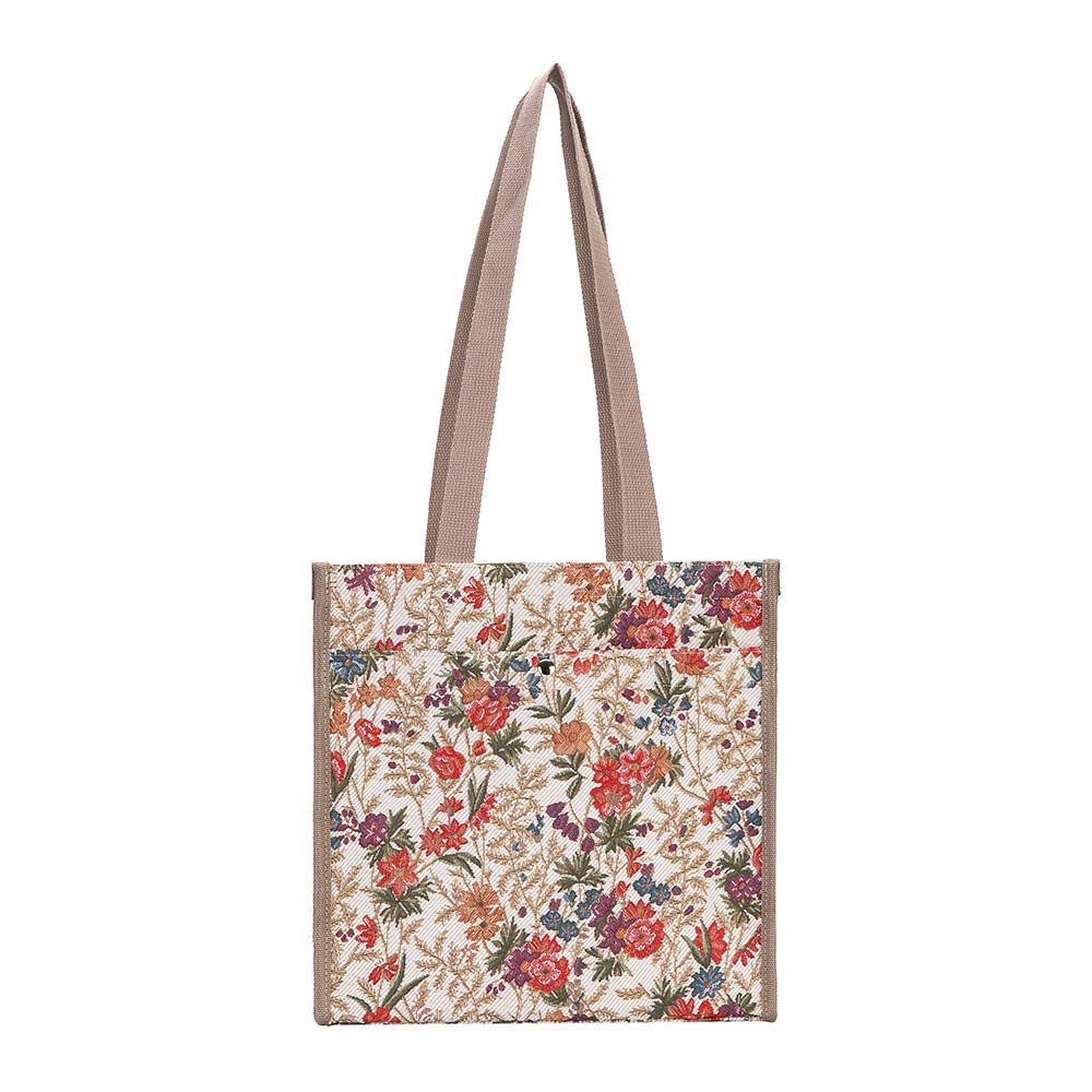 Signare Tapestry Shoulder Bag Shopping Bag for Women withFlower Meadow Design