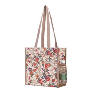 Signare Tapestry Shoulder Bag Shopping Bag for Women withFlower Meadow Design