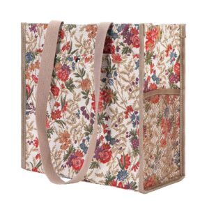 Signare Tapestry Shoulder Bag Shopping Bag for Women withFlower Meadow Design