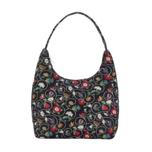 Signare Tapestry Hobo Shoulder bag Slouch Purse For Women with Jacobean Dream Design (HOBO-JACOB)