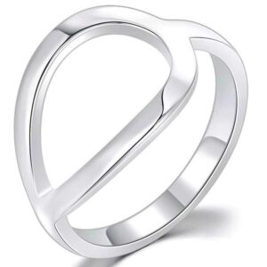 jude jewelers stainless steel open karma statement promise ring (silver, 7)