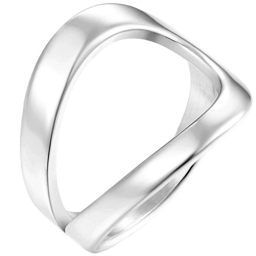 Jude Jewelers Stainless Steel Open Karma Statement Promise Ring (Silver, 7)