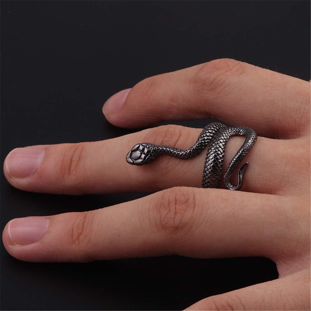 Snake Ring Animal Punk Vintage Ring for Men Women Retro Opening Adjustable Ring