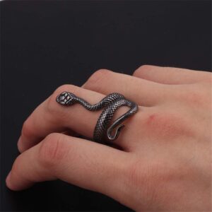 Snake Ring Animal Punk Vintage Ring for Men Women Retro Opening Adjustable Ring