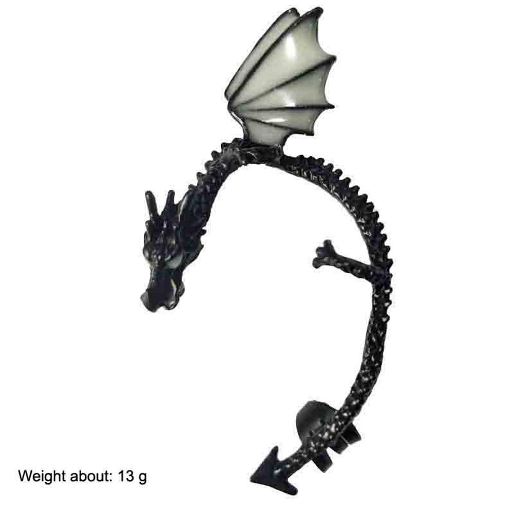 Black Dragon Ear Wrap Earrings for Women Piercing Men Gothic Punk Dragon Cuff Glowing Stud Earring Fashion