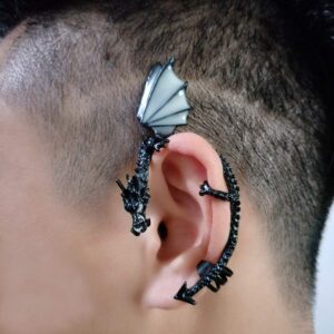 Black Dragon Ear Wrap Earrings for Women Piercing Men Gothic Punk Dragon Cuff Glowing Stud Earring Fashion