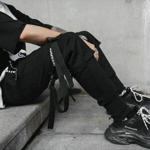 XYXIONGMAO Men's Jogger Techwear Pants Hip Hop Goth Pants Streetwear Harem Pants Sweat Pants Tactical Track Pants Multi Pocket Black Joggers Cargo Cool Baggy Pants (Black, XXL)