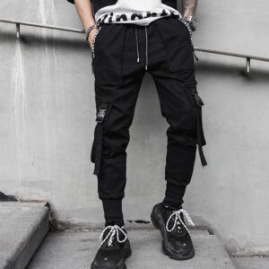 XYXIONGMAO Men's Jogger Techwear Pants Hip Hop Goth Pants Streetwear Harem Pants Sweat Pants Tactical Track Pants Multi Pocket Black Joggers Cargo Cool Baggy Pants (Black, XXL)