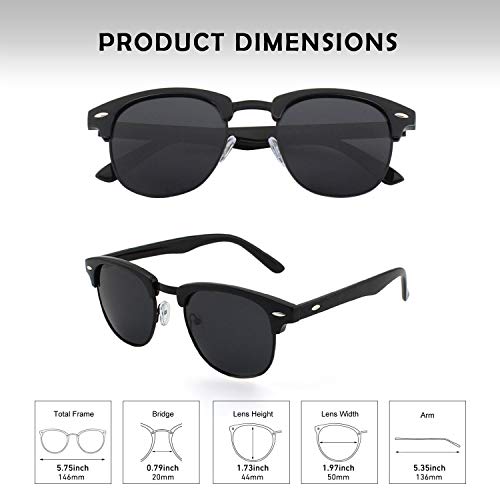 GQUEEN Classic Horn Rimmed Semi Rimless Polarized Sunglasses for Men Women GQO6