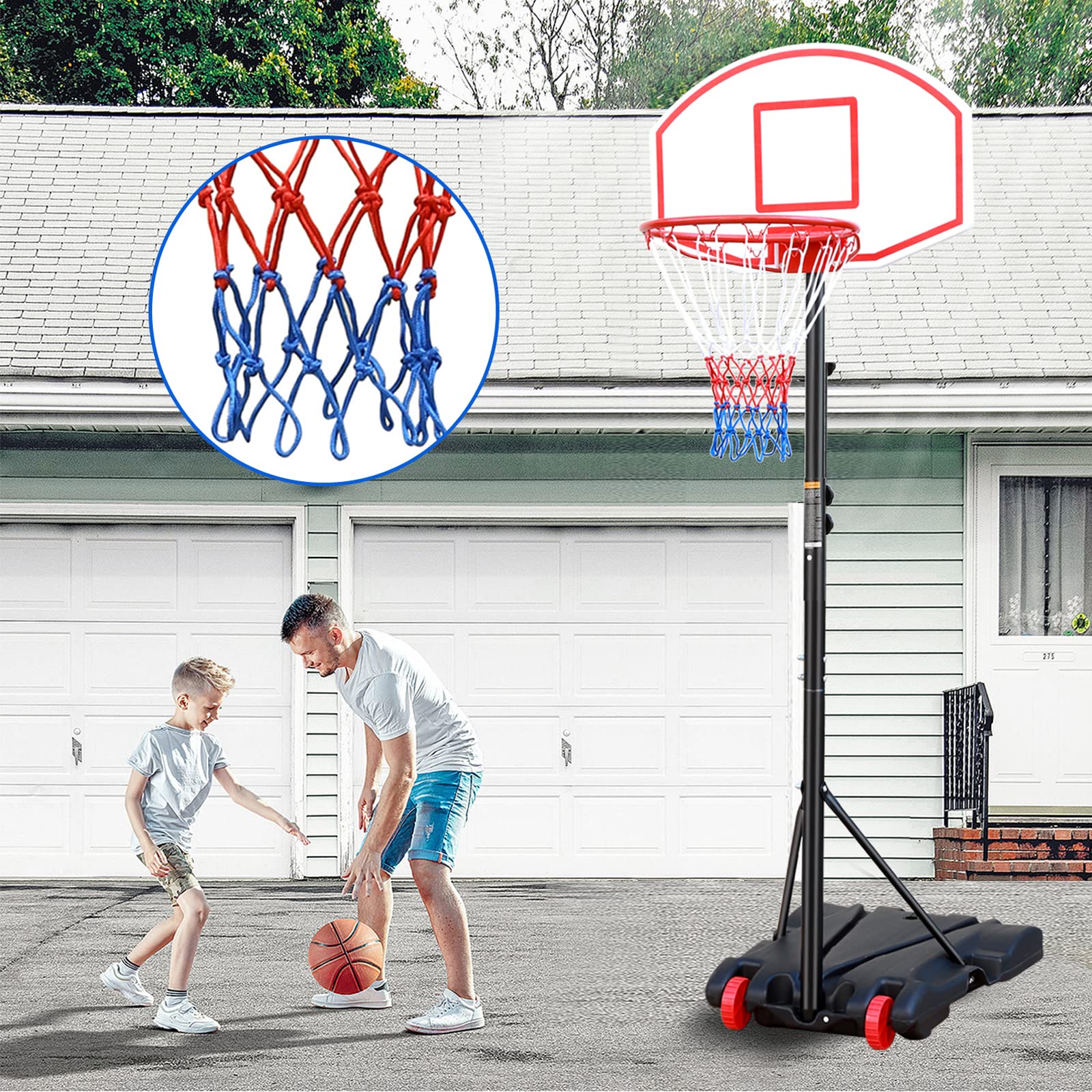 Kids Adjustable Basketball Hoop Outdoor 7ft Portable Basketball Hoop Goals System in Backyard Gym Family Easy to Move Indoor or Outdoor