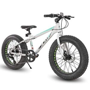 hh hiland 20 inch kids' bicycles fat tire mountain bike for boys and girls age 5 + years, 7-speed, dual-disc brake, kids beach and snow bicycle