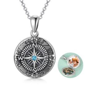 aoboco graduation gifts for her, 925 sterling silver compass locket necklace that holds pictures, enjoy the journey, student gifts for college high school university