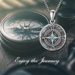 AOBOCO Graduation Gifts for Her, 925 Sterling Silver Compass Locket Necklace That Holds Pictures, Enjoy the Journey, Student Gifts for College High School University