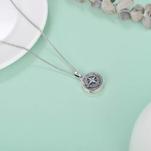 AOBOCO Graduation Gifts for Her, 925 Sterling Silver Compass Locket Necklace That Holds Pictures, Enjoy the Journey, Student Gifts for College High School University