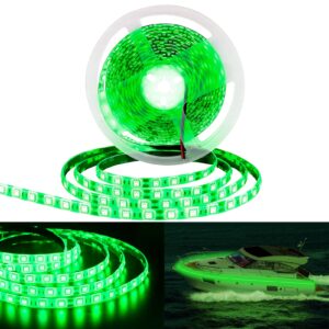 obcursco pontoon led light strip, waterproof marine led light boat interior light boat deck light for night fishing. ideal for pontoon and fishing boat (green)