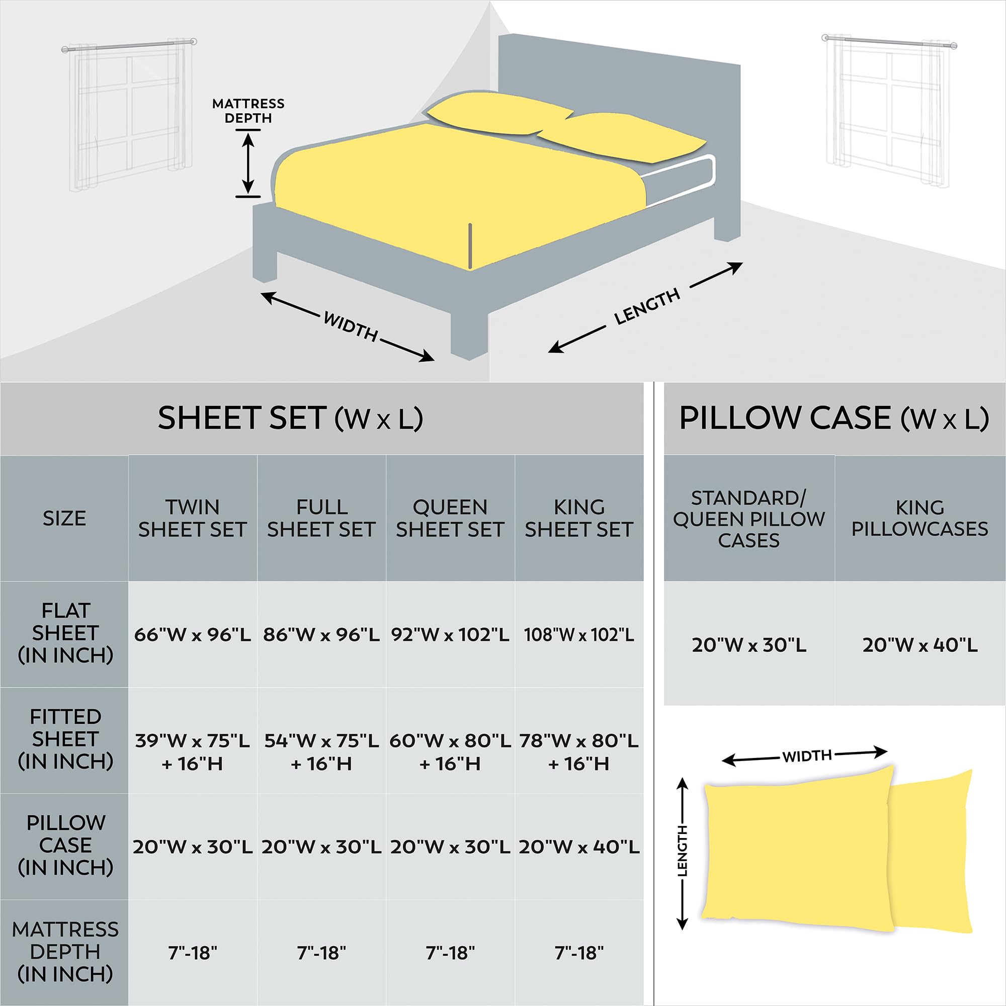 Purity Home 100% Cotton Lemon Sheets for Queen Bed, 400TC Percale Sheets, Queen Bed Sheet Set, Cooling Bed Sheets, Hotel Luxury Deep Pocket Cotton Sheets for Gifting