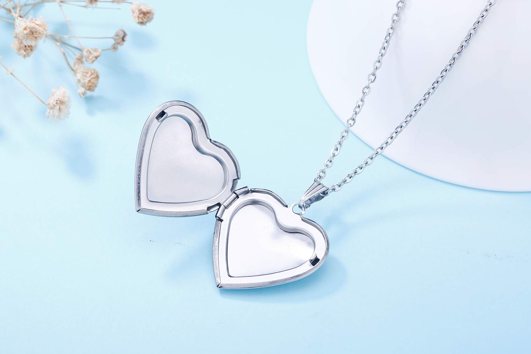 YOUFENG Locket Necklace that Holds Pictures Initial Alphabet A-Z Letter Pendant Necklace Platinum Plated Gifts for Women