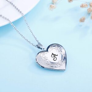 YOUFENG Locket Necklace that Holds Pictures Initial Alphabet A-Z Letter Pendant Necklace Platinum Plated Gifts for Women