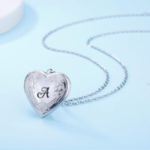 YOUFENG Locket Necklace that Holds Pictures Initial Alphabet A-Z Letter Pendant Necklace Platinum Plated Gifts for Women