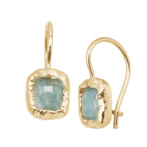 silpada 'mediterra' natural aquamarine petite drop earrings in 14k gold-plated sterling silver