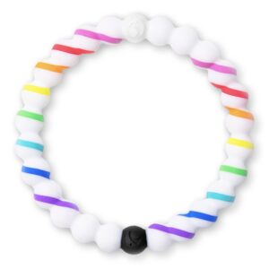 lokai silicone beaded bracelet, equality collection (pride stripes cause) - medium, 6.5 inch circumference - jewelry fashion bracelet slides-on for comfortable fit for men, women & kids