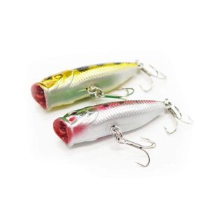 SEASKY Fishing Plug Lures Micro Popper Topwater Trout Attack in Freshwater (Yellow)