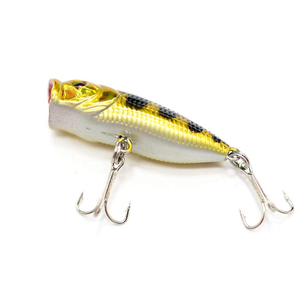 SEASKY Fishing Plug Lures Micro Popper Topwater Trout Attack in Freshwater (Yellow)